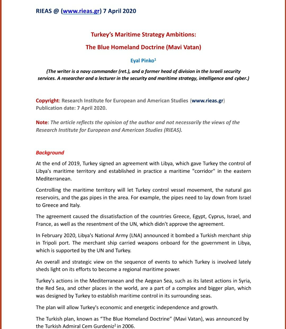 Turkey’s Maritime Strategy – The Cyber Shafarat – Membership only site