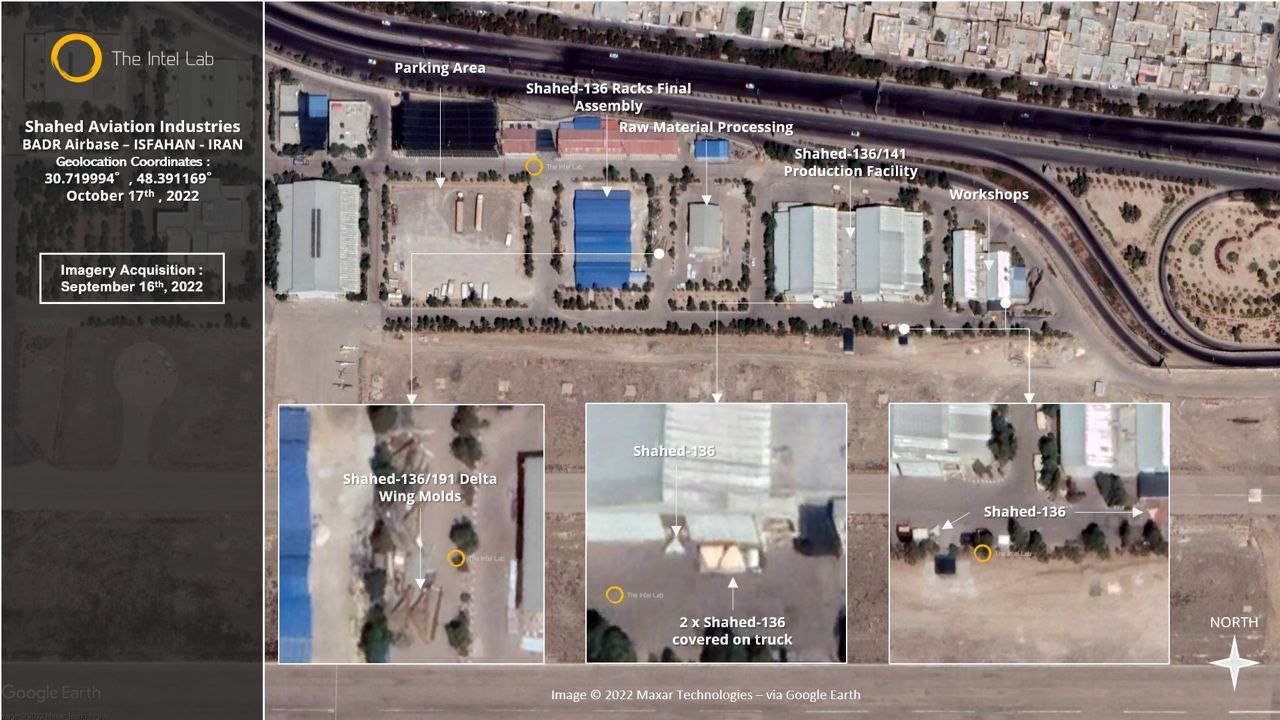 Satellite images of the Iranian factory producing Shahed-136 kamikaze ...