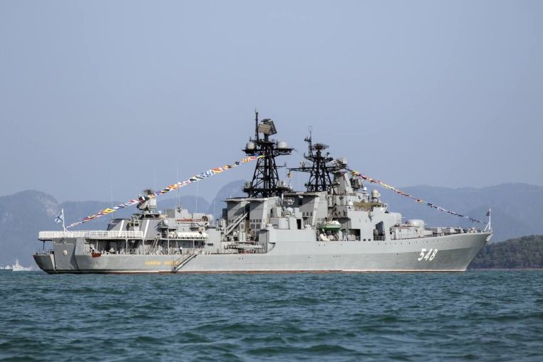 The large anti-submarine ship “Admiral Levchenko” of the Northern Fleet ...