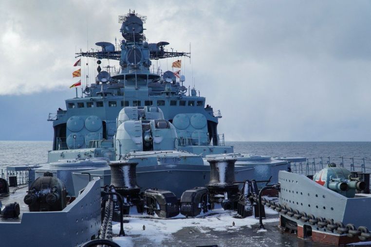 The large anti-submarine ship “Admiral Levchenko” of the Northern Fleet ...