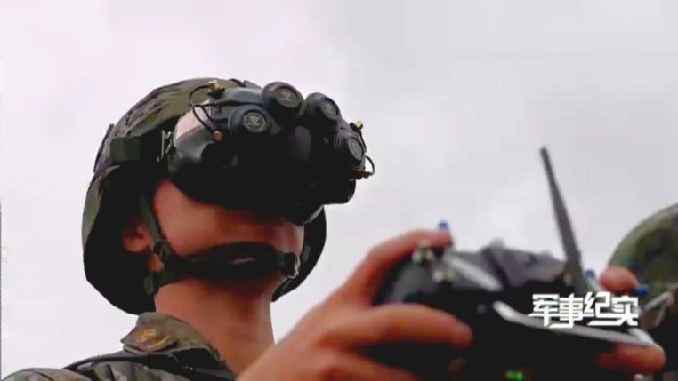 Chinese drone operator equipped with an advanced First-Person View (FPV ...