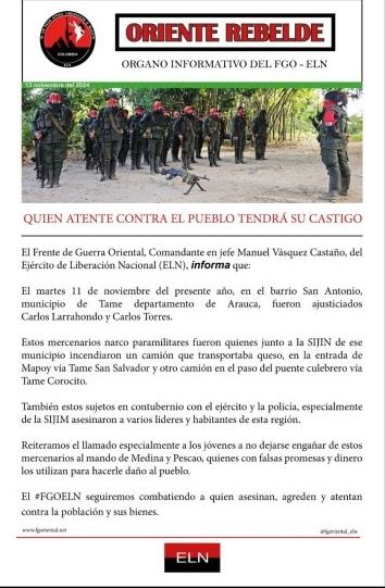 The Eastern War Front of the National Liberation Army (ELN) – The Cyber ...