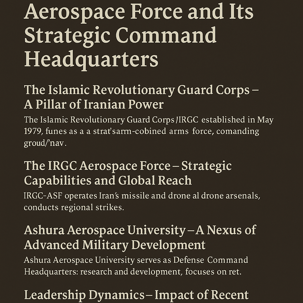Islamic Revolutionary Guard Corps Aerospace Force and Its Strategic ...