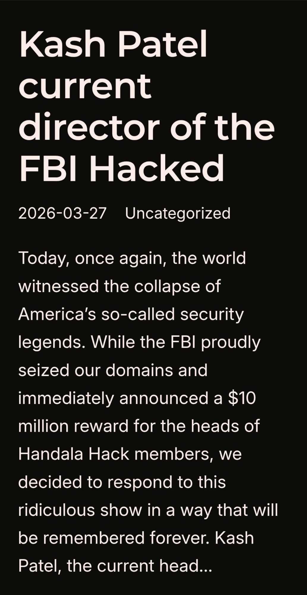 Kash Patel #Hack – The Cyber Shafarat
